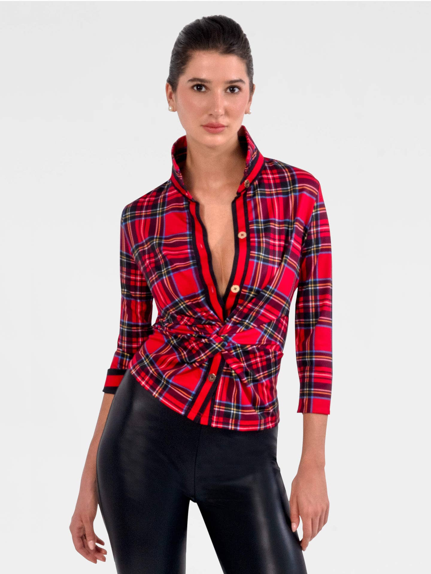 Gretchen Scott Twist & Shout Red Plaid Top – A Styled Collective